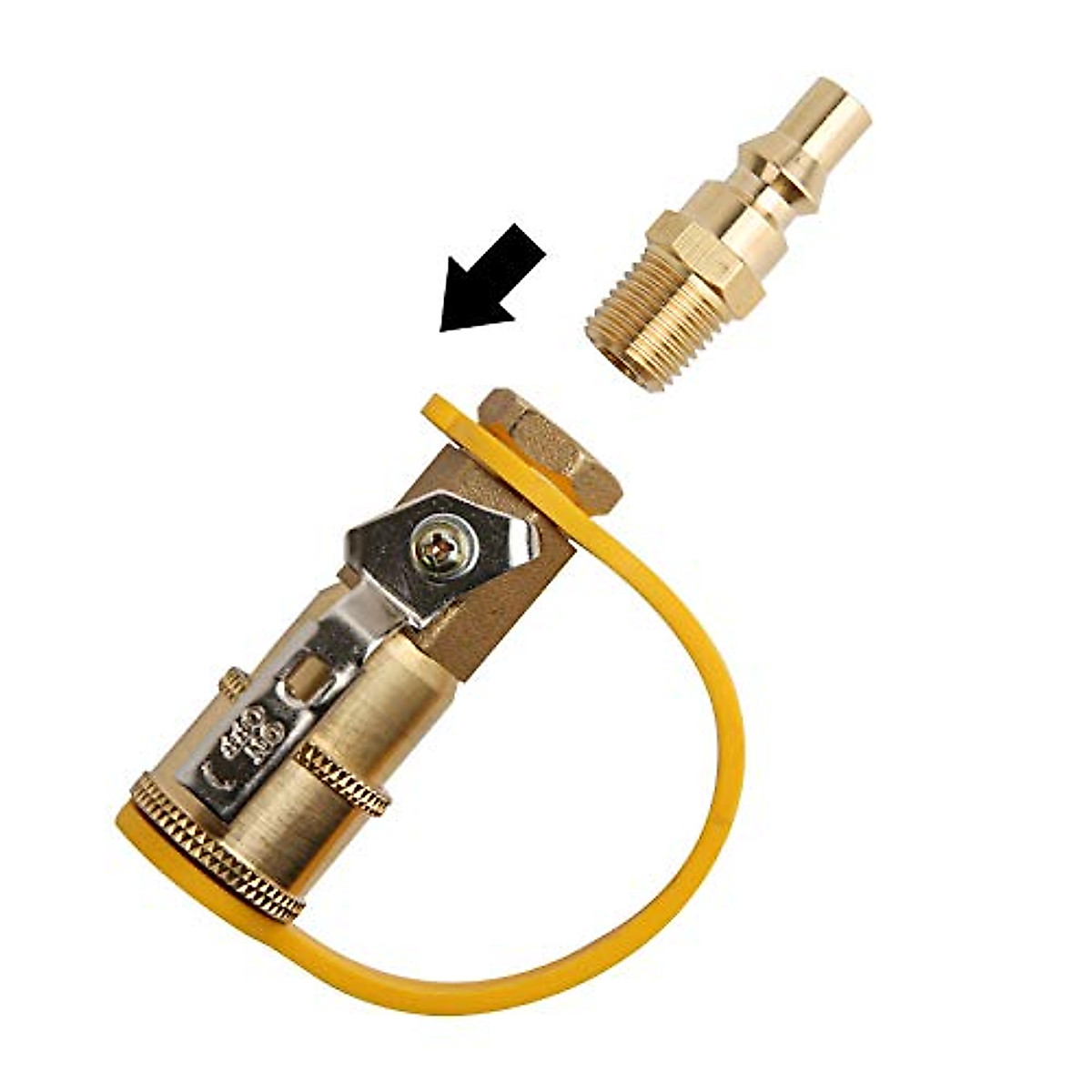 Solimeta 1/4" RV Propane Quick Connect Adapter, Propane or Natural Gas Quick Connect or Disconnect Kit, Hex Air Hose Fitting with Shutoff Valve