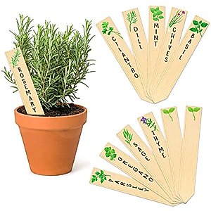 Huray Rayho Wooden Plant Labels Sign Planted Assorted 12-Pack Kitchen Herbs! Outdoor Indoor Garden Stakes Garden Gifts Garden Markers Re-Usable Plant Tags
