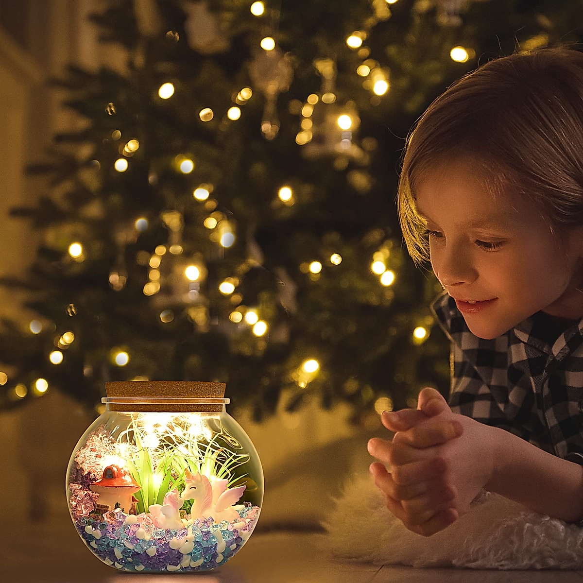 Unicorn Gifts for Girls - Light up Unicorn Terrarium Kit for Kids - DIY Unicorn Arts & Crafts Toy - Birthday Gifts for Kids Age 5 6 7 8-12 Year Old Girl Gift