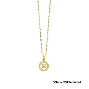 Charm America - Gold Petite Compass Charm - 10 Karat Solid Gold
