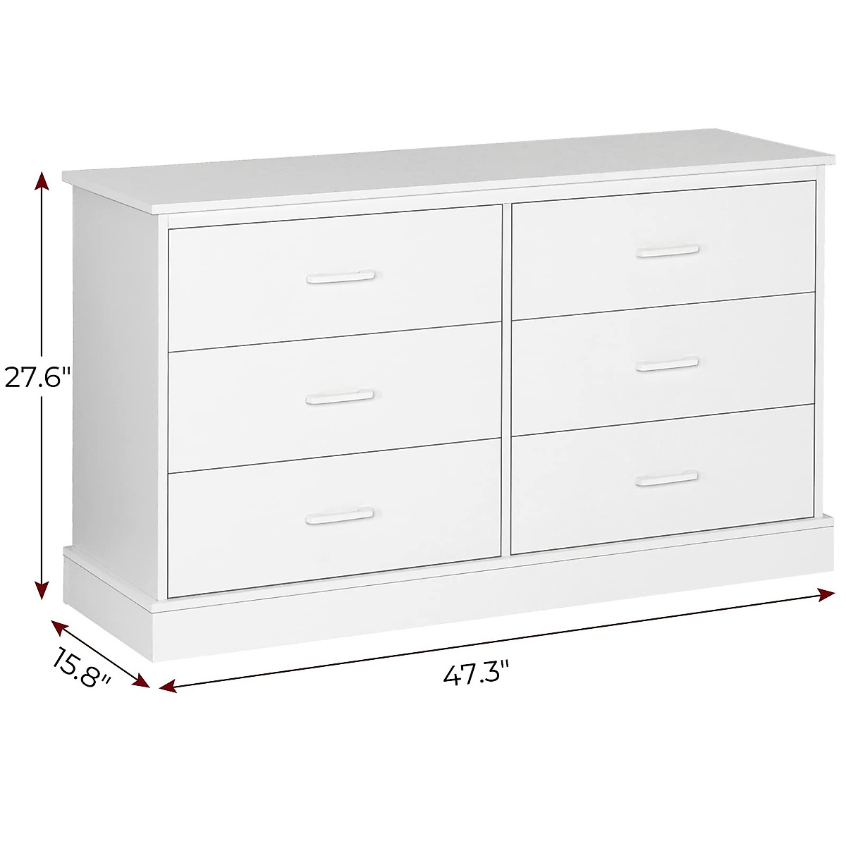 Hasuit White 6 Drawer Double Dresser for Bedroom, Wood Storage Tower Clothes Organizer, Wide Chest of 6 Drawers, Large Storage Cabinet, Dresser with Sturdy Base for Bedroom, Hallway, Entryway