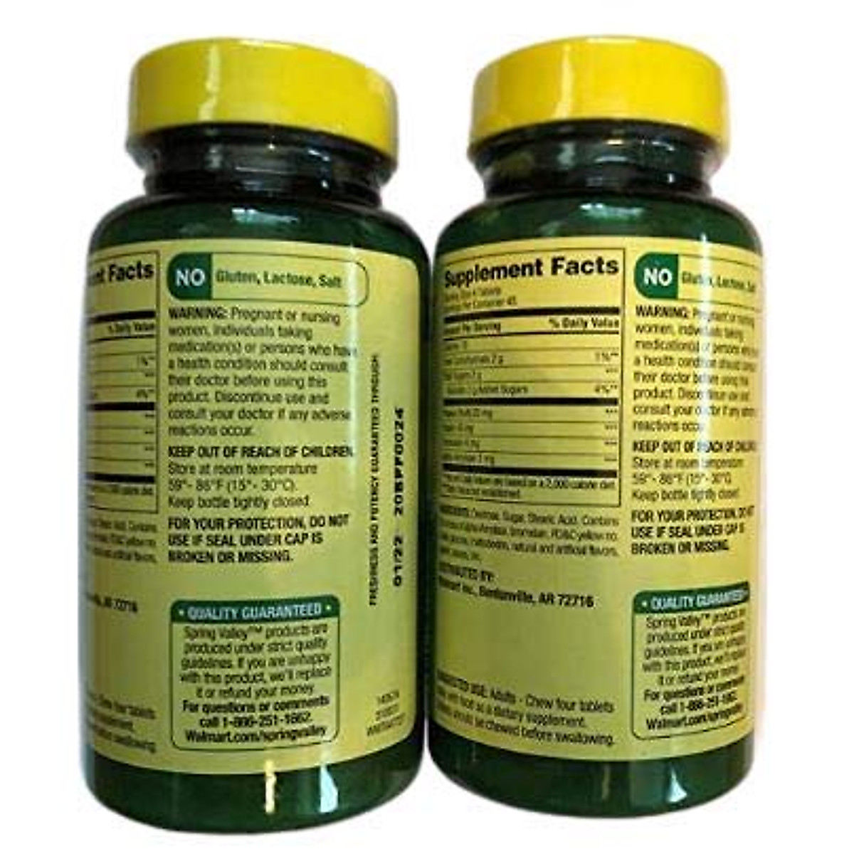 Spring Valley Chewable Papaya Enzyme Complex Tablets, 180 Count - (2 Pack)…
