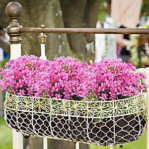 Guagb 7 Bundles Outdoor Artificial Daffodils Flowers UV Resistant Faux Shrubs Fake Plastic Plants for Hanging Planter Window Garden Porch Farmhouse Decor (Pink)