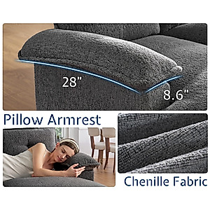 Jocisland 115 Inch Sectional Couch, Modular Sectional Sofa- Double Layer Seat Cushions, U Shaped Couch- Comfy Couches for Living Room, Grey Chenille