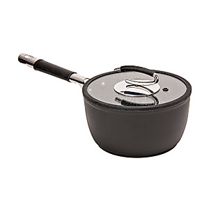 Vesuvio Ceramic Coated Nonstick Induction Compatible Sauce Pan, 2.6 Quart | Heat Resistant Silicone Handle | Durable, High Heat Aluminum Base with No PTFE, PFOA, Lead | Oven Safe | Made In Italy