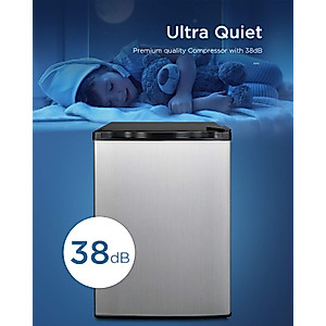 Coollife Upright Freezer - 3.0 Cubic Feet Compact Reversible Single Door Table Top Mini Freezer - Free Standing Freezing Machine for Office Dorm/Living Room/Apartment