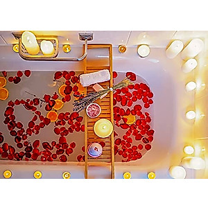 RoyalHouse Bamboo Bath Caddy Tray for Bathtub, Bath Table Tray with Book and Wine Glass Holder, Attractive Design, Suitable for Luxury Spa or Reading, Ideal Gift for Family & Friends