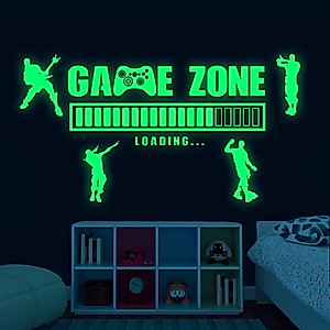 Gamer Wall Decals Stickers Glow in The Dark Gaming Zone Wall Decal Game Zone Wall Decals for Girls Boys Kids Playroom Bedroom Decor