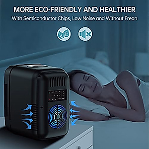 OMMO Mini Fridge, 6 L Portable Fridge, Cooler and Warmer Compact Small Refrigerator with AC/DC Power, for Skincare, Medications, Beverage, Home and Travel, Black