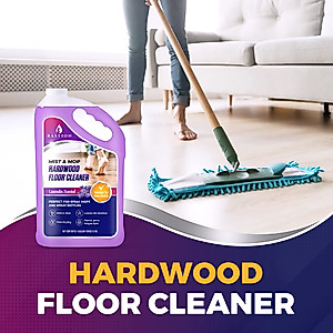Hardwood Floor Cleaner - Ready-To-Use Solution - Multi-use - Water Based Liquid, Safe, Gentle, & Natural - For All Wood & Laminate Flooring - Lavender Scent