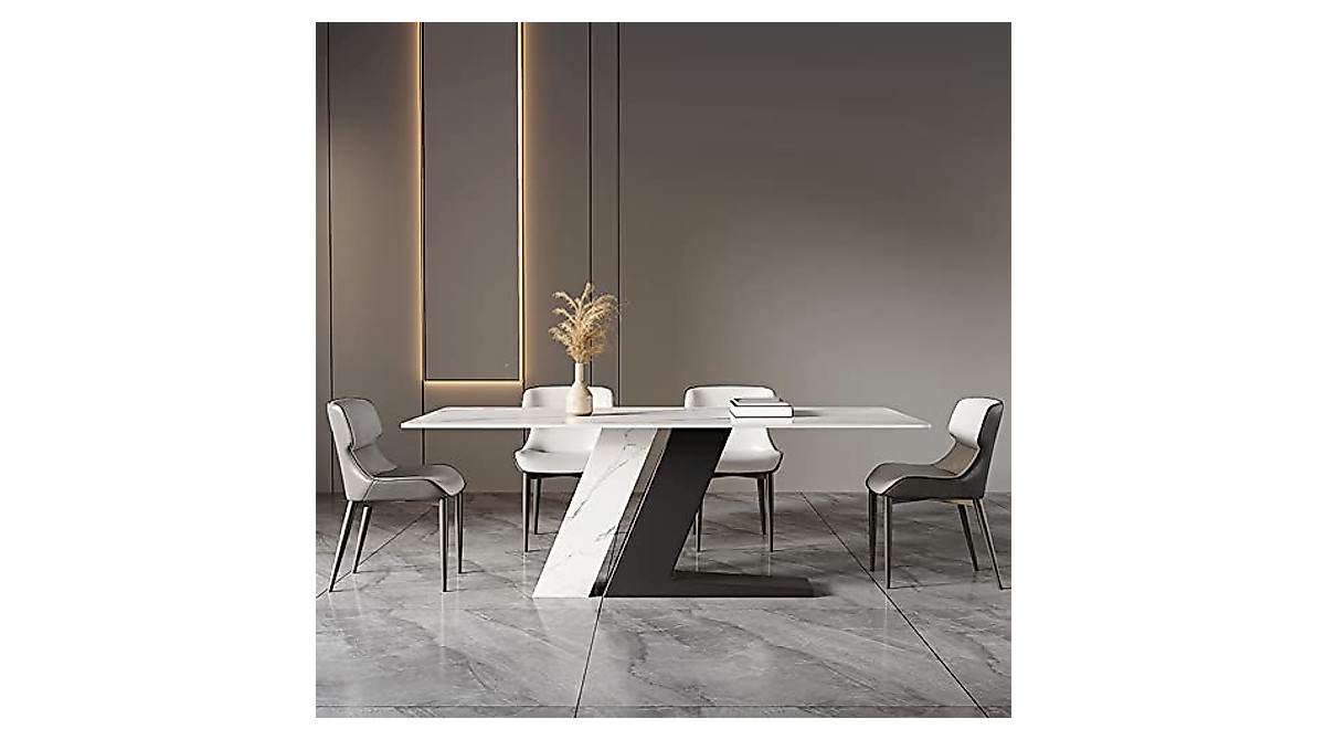 LITFAD Modern Dining Table - Elegant Sintered Stone Design