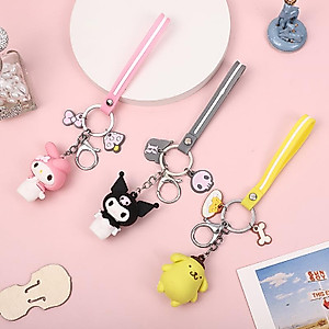 Moonjam Keychain for Women Girls Anime Keychains, Hello Kitty, My Melody, Kuromi, Cinnamoroll, Pompompurin Cartoon Kawaii Keychain [1/3/5/7Pcs]