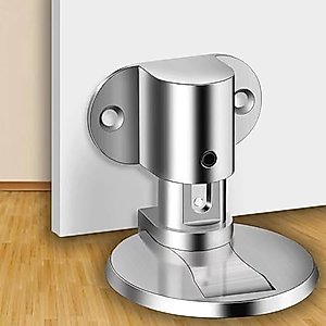 Invisible Magnetic Door Stop, Floor Mount Magnet Door Stopper, Door Holder Doorstop for Bottom of Door, Ground Mount, with 3M Adhesive No Drilling, for Home Office Bedroom Door STO (Silver)