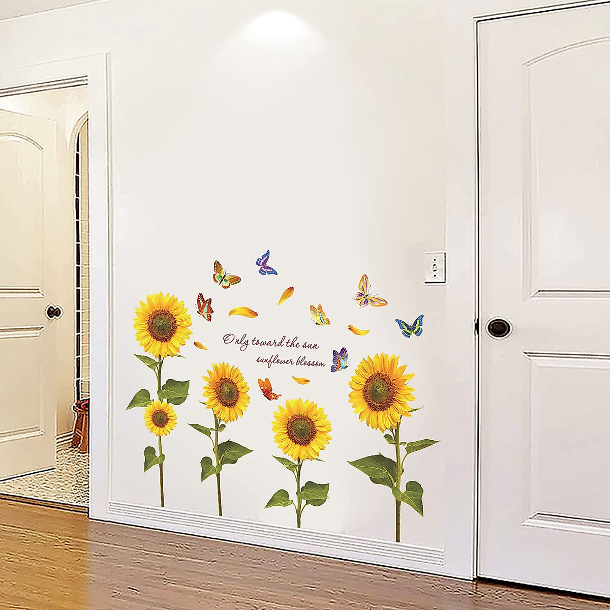 CIWEI Sunflower Wall Stickers Butterfly Wall Sticker- Flowers Wall Decal,Sunflower Wall Stickers,Wall Stickers for Bedroom Living Room Bathroom Decor
