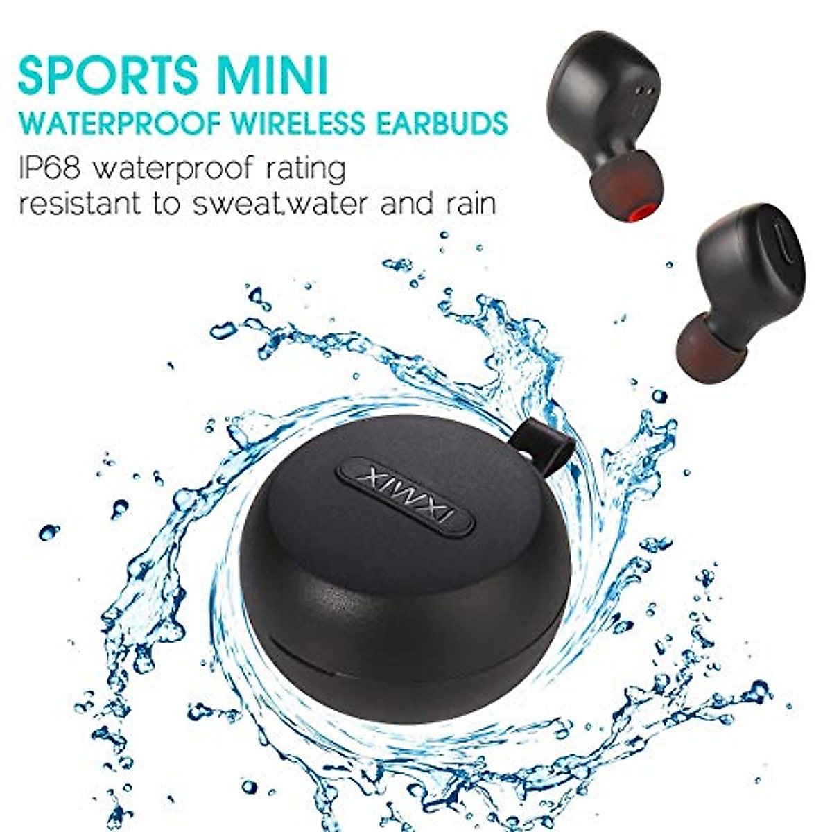 IP68 Waterproof Swimming Earbuds - Sport Wireless Bluetooth 5.0 Headphones Built-in Mic Sweatproof Stable Fit in Ear Headsets with Wireless Charging Case Special for Swimming Bathing Driving Sauna