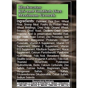 Blackwater Premium Koi and Goldfish Foods Max Growth 40lb, Medium Pellet