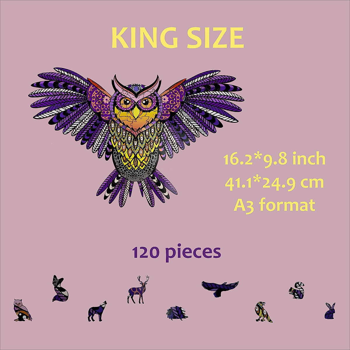 Large OWL Wooden Jigsaw Puzzle for Adults Animal Jigsaw Puzzle Best Gift for Her Him Birthday Christmas 5th Anniversary Family Game Educational Toy Owl Wood Wall Decor