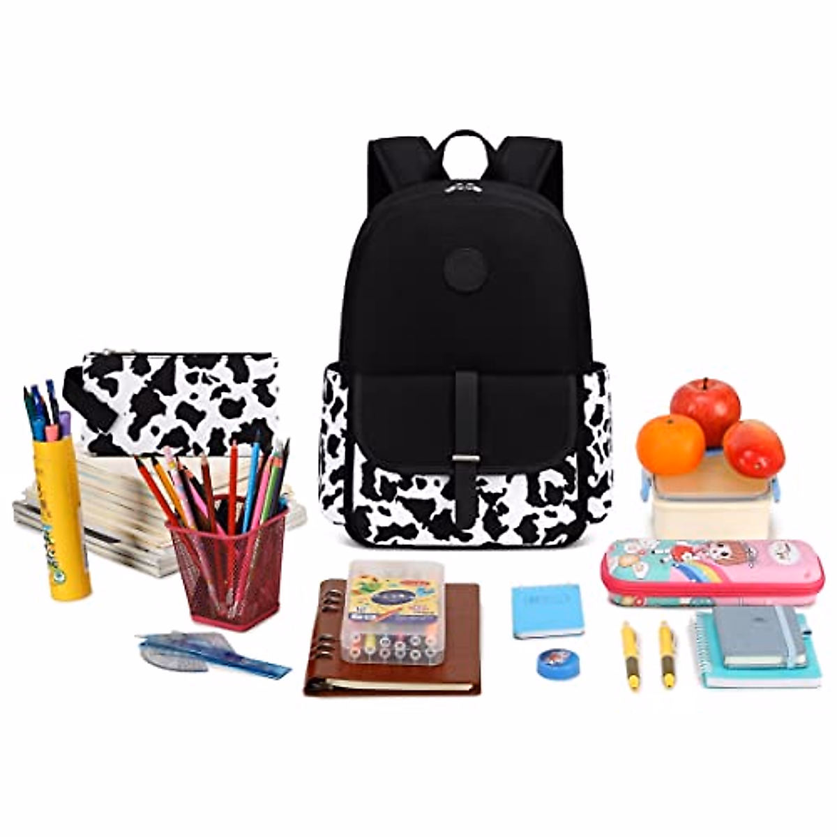 Bluboon Gils Bookbags Middle School Backpack Schoolbag for Teens Girls High School(Cow Print 3 in 1)