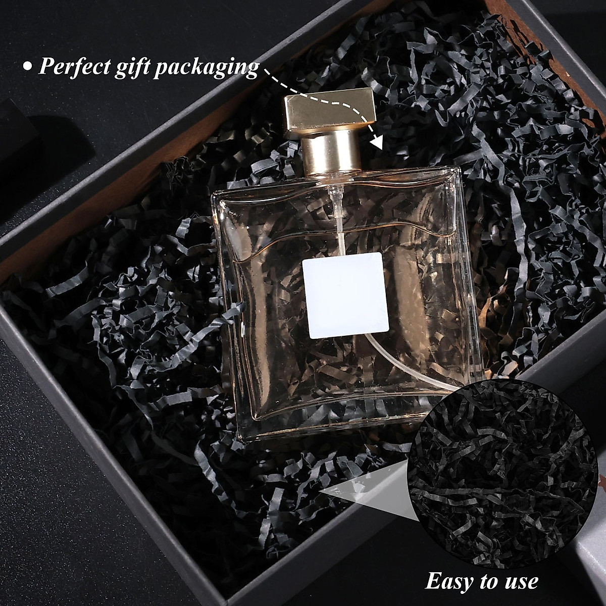 Shindel 0.5LB Black Shredded Paper, Crinkle Cut Paper Confetti Stuffing Basket Filling for Halloween Christmas Graduation Birthday Gift Boxes Packaging