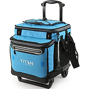 Arctic Zone Titan Deep Freeze Wheeled Cooler - 60 Can Rolling Cooler Cooler with Deep Freeze Insulation and Detachable All-Terrain Cart & Cool Coolers by Fit + Fresh Slim Compact Reusable XL Ice Pack