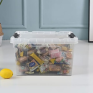 Obstnny 22 Quart Clear Latching Box with Wheels, Plastic Storage Bin, 4 Packs