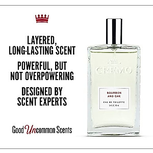 Cremo Bourbon & Oak Cologne Spray, A Sophisticated Blend of Distiller’s Spice, Fine Bourbon and White Oak, 3.4 Fl Oz