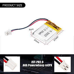 AKZYTUE 3.7V 200mAh 502025 Lipo Battery Rechargeable Lithium Polymer ion Battery Pack with PH2.0mm JST Connector…