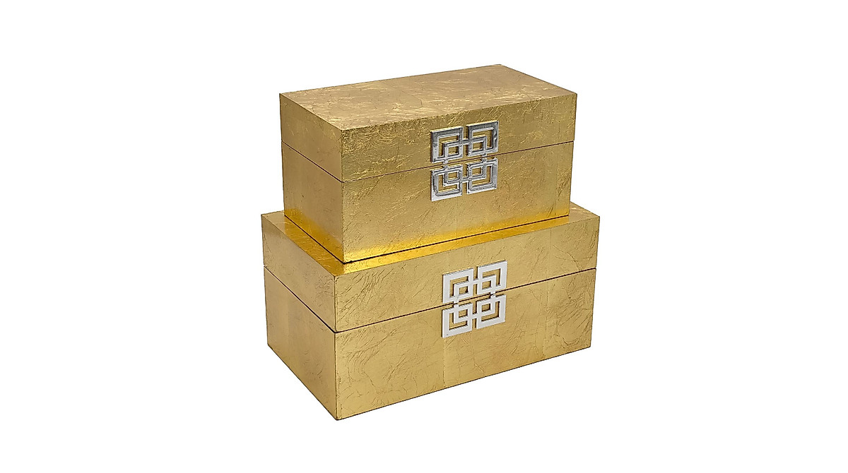 Galt International Gold Leaf Storage Box Set – Elegant Home Decor