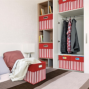 Simple Houseware 3 Pack 13" Printing Fabric Cubic Storage Bin with Handles, Red