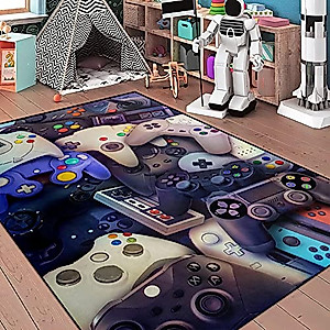 Boys Gaming Rug, Room Rugs for Bedroom, Gaming Room Decor Rug Gamer Carpets Throw Rugs Washable Bedroom Home Anti-Skid Floor Polyester Mat, 47"X63"