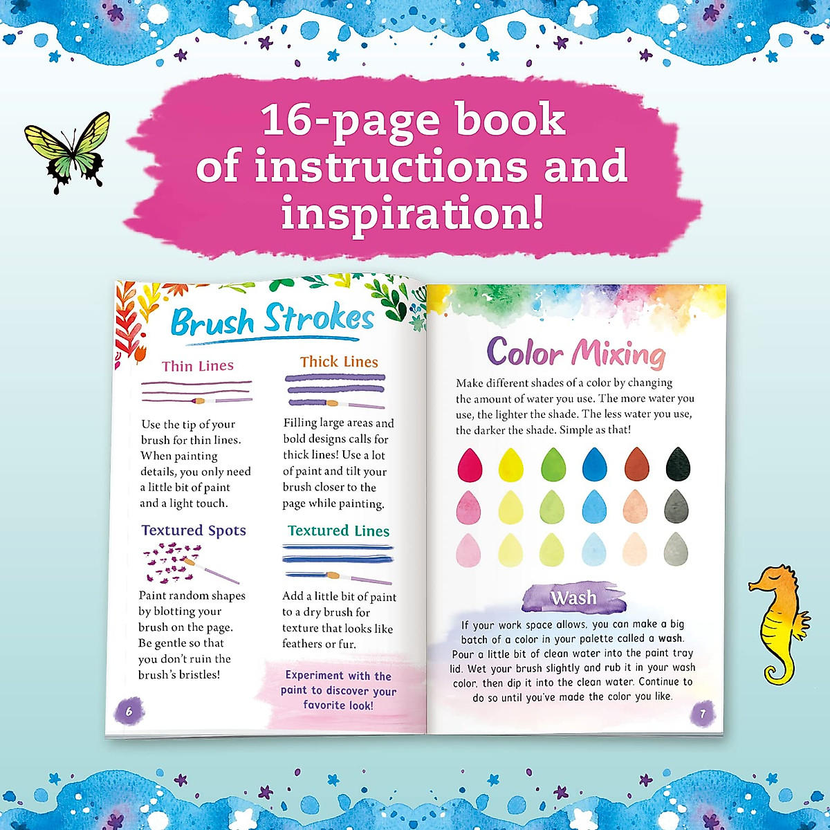 Klutz Watercolor Wishes Postcard Kit, 19 Piece Set, Multicolor