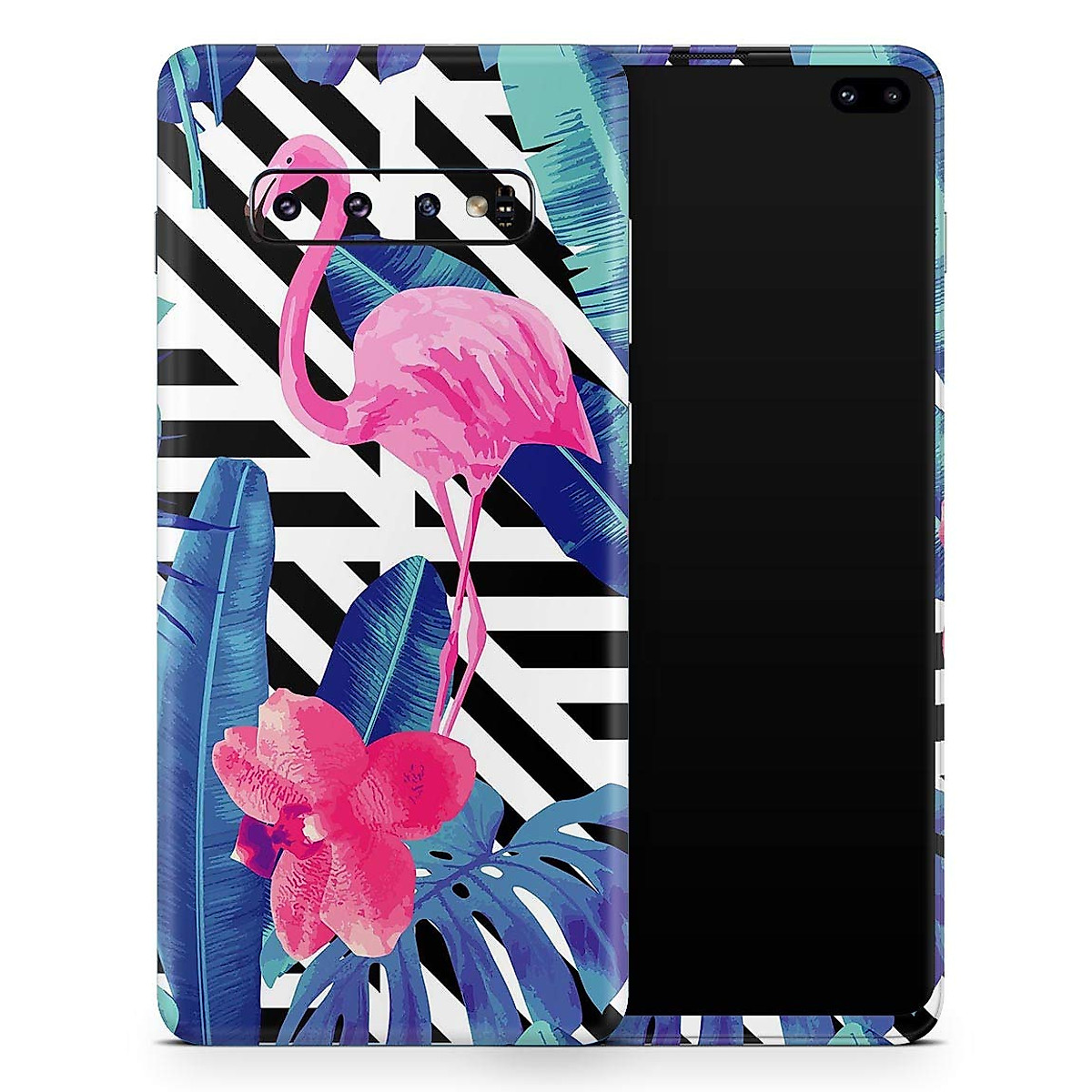 DesignSkinz Vivid Tropical Chevron Floral v2 Protective Vinyl Decal Wrap Skin Cover Compatible with The Samsung Galaxy S20 (Screen Trim & Back Glass Skin)