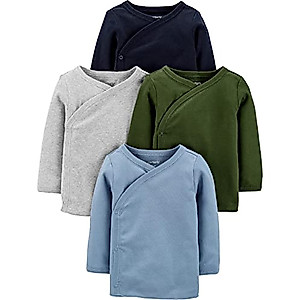 Carter's Baby Boys 4-Pack Cotton Kimono Tees (3 Months, Navy/Heather/Green/Blue)