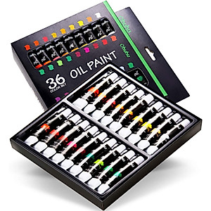 Ohuhu Oil Paint Set, 36 Oil-Based Colors, 12ml/0.42oz x 36 Tubes Non-Toxic Oil Painting Set Supplies for Canvas Painting Artist Kids Beginner Adult Classroom Student Art Supplies Gift DIY
