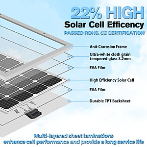 ECO-Baeerss 300 Watt Solar Panel,12/24 Volt High Efficiency Monocrystalline Solar Panel for RV Marine Rooftop Farm Battery and Other Off Grid Applications