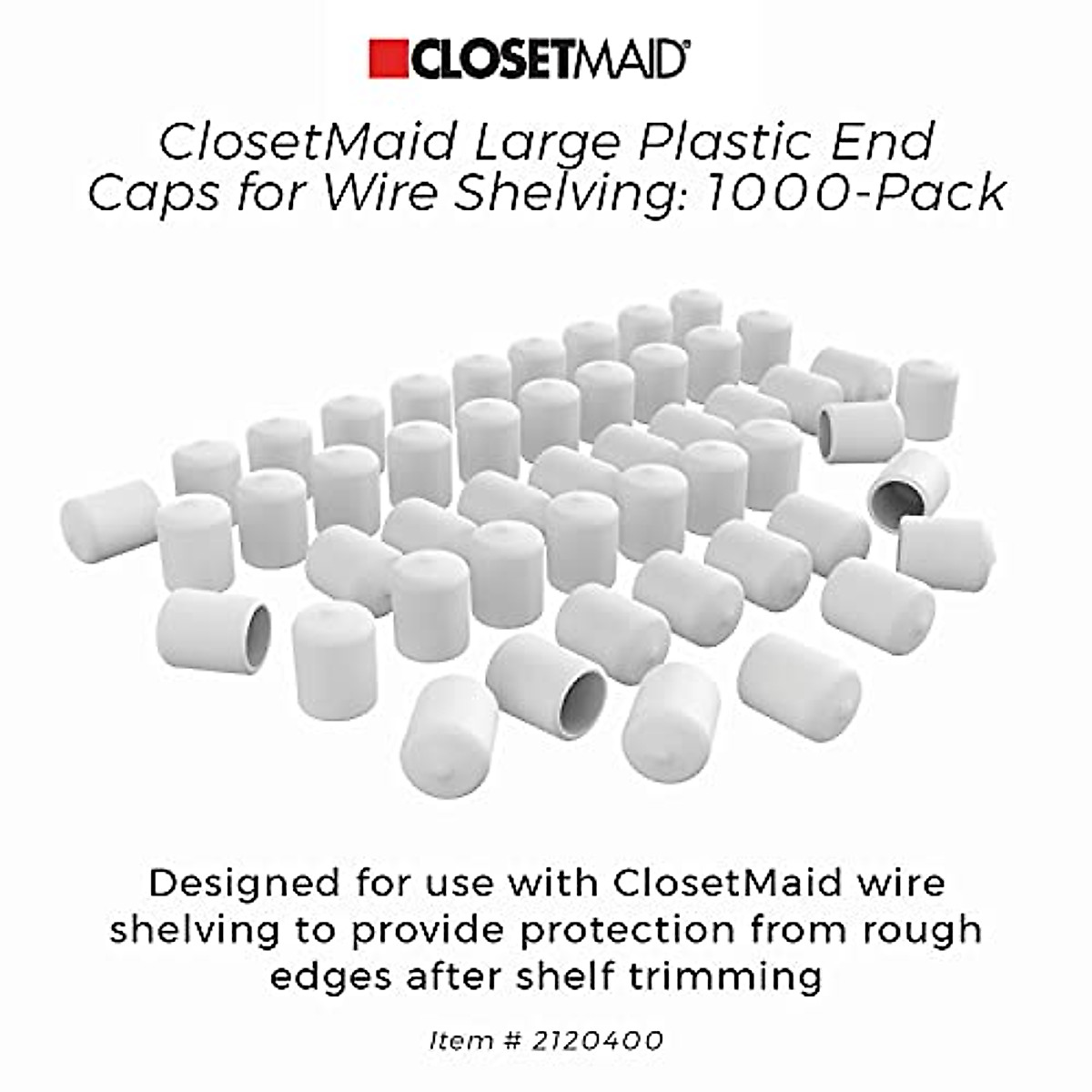 ClosetMaid 21204 Large Plastic End Caps for Wire Shelving, 1000-Pack, White