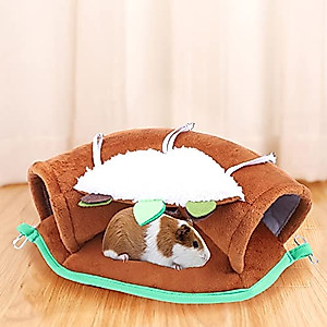 Honrane Pet Tunnel Collapsible Tube Toy Tunnel, Guinea Pigs Hammock Comfortable Breathable Hideout Tunnel Hamster Ferret Rat Nest Hanging Bed for Small Animal Coffee