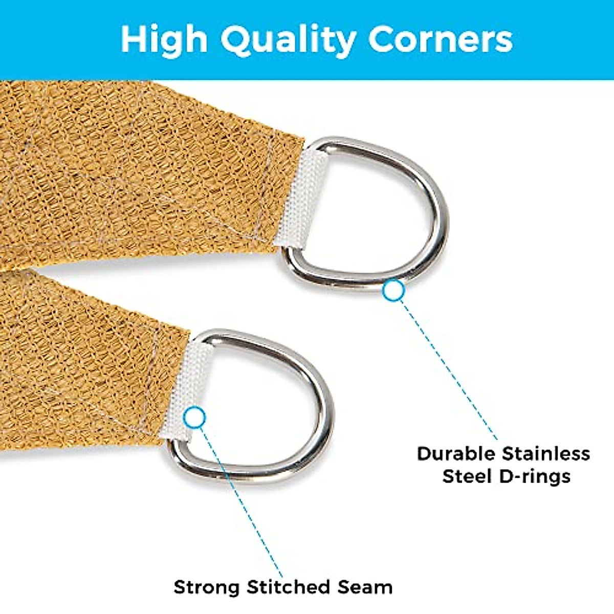 LAUREL CANYON 10' x 10' Sun Shade Sail Square Rectangle UV Bloack Patio Canopy for Outdoor Lawn Garden, Yellow Color