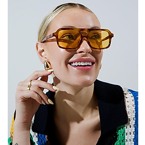 GUVIVI Retro 70s Square Aviator Sunglasses for Women Men Classic Sun Glasses Vintage Double Frame Trendy Shades