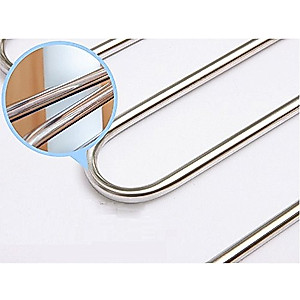 ECOLIFE Sturdy S-Type Multi-Purpose Stainless Steel Magic Pants Hangers Closet Hangers Space Saver Storage Rack for Hanging Jeans Scarf Tie(Set of 2)