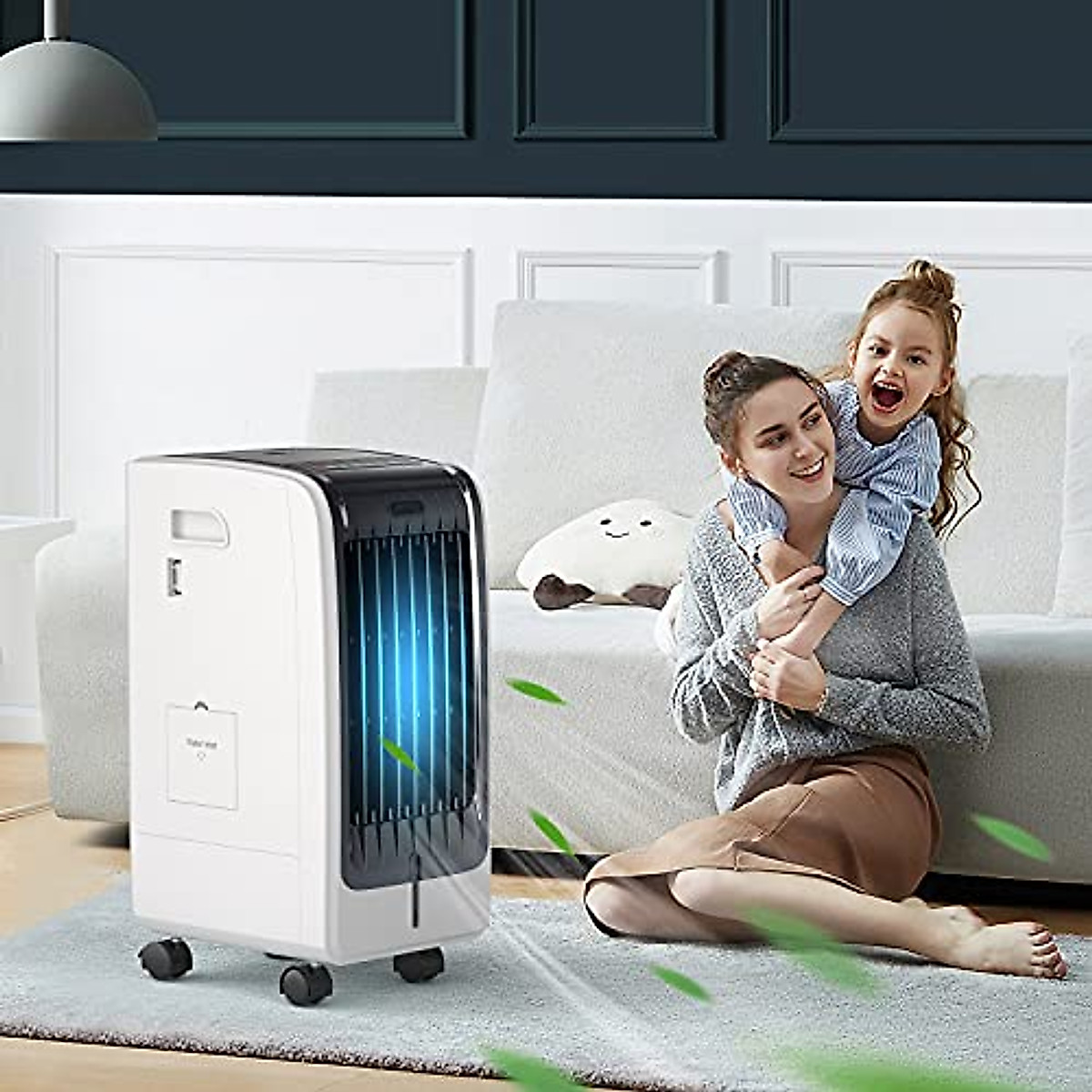 GOFLAME Evaporative Air Cooler, Bladeless Fan with 3 Mode and 3 Wind Speed Settings, Air Humidifier with 6L Water Tank, Quiet Operation, 8-hour Time Setting w/Remote Control, Ideal for Home and Office