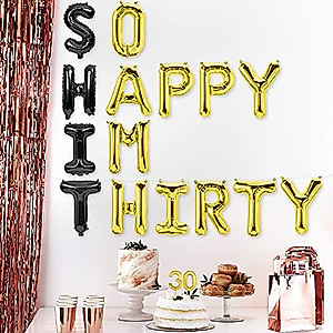 DOMBIT 30th Birthday Candles with So Happry I’m Thirty Balloons, 2.75” Gold Number Candles for Cake Topper Decoration Happy Birthday Party Wedding Anniversary Supplies