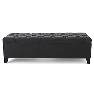 Christopher Knight Home Ottilie Fabric Storage Ottoman, Dark Grey Dimensions: 17.50”D x 51.00”W x 17.00”H
