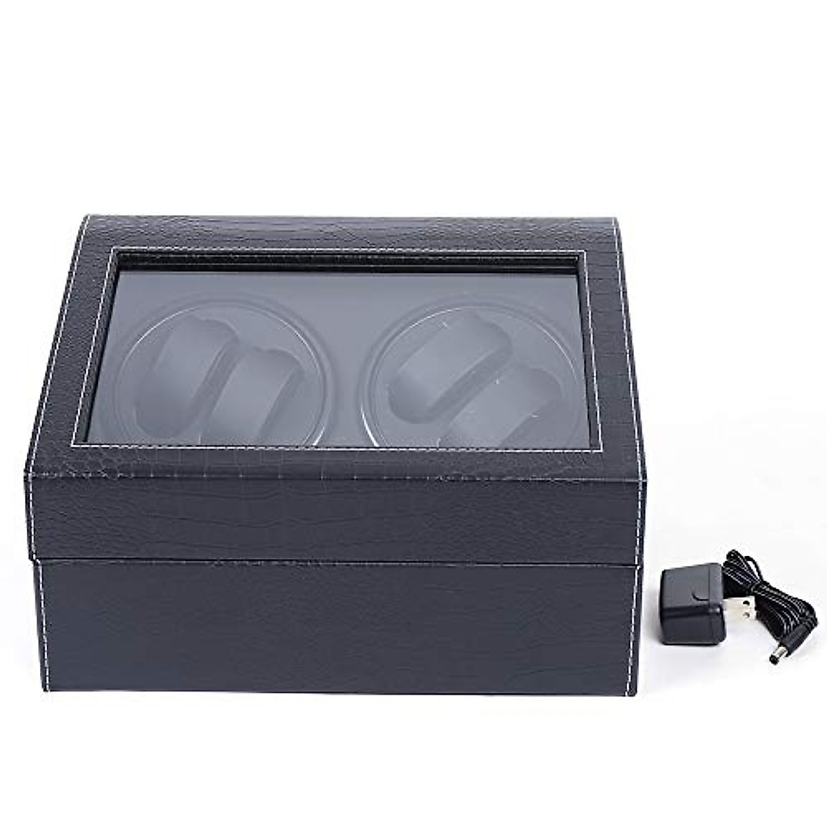 WANLECY 4+6 Watch Winder, Luxury Automatic 2 Motor Watch Winder Crocodile Pattern Display Case Storage Super Quiet for Lady and Men