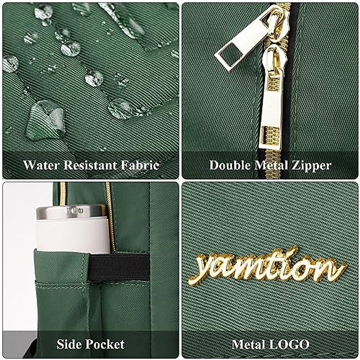 YAMTION 17.3 Inch Backpack Women,Laptop Backpack for Women USB Bookbag for Business Work Office College,Dark Green