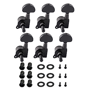 Metallor Locking Guitar String Tuning Pegs Tuning Keys Machine Heads Tuners 1:18 Gear Ratio 6 In Line for Right Handed Electric Guitar or Acoustic Guitar Parts Accessories Half Round Head Black.