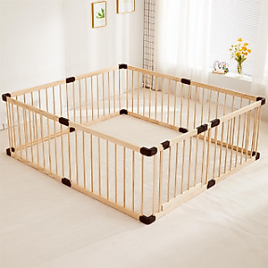 Wooden Baby Playpen,Playpen Play Pens for Babies and Toddlers,Toddler Playpen,Baby Play Fence Yards,Large Baby Playpen Wood (180×240×61 CM)