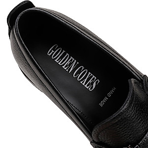 Men's Leather Penny Loafers, Fashion Luxury Handmade Dress Shoes Crocodile Printed Slip-On Loafer for Gentleman Wedding Business (Black)