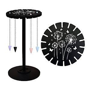 AHANDMAKER Pendulum Display Stand Wooden Pendulum Display Stand Stones Rocks Crystal Pendulum Holder with 18 Slots for Crystals Necklaces Accessories Decoration Spirit Altar Decoration - Dandelion
