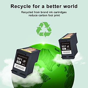 SAILNER 901 Black Ink Cartridges Remanufactured Ink Cartridge Replacement for HP 901 901XL 901 XL Black Ink use with HP OfficeJet 4500 J4500 Series J4580 J4680 Printer 2 Pack 901XL Ink Cartridges